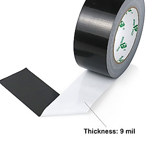 2 Pack Duct Tape Heavy Duty,9 Mil Thickness,2 Inches x 30 Yards,Strong Industrial Strength,Flexible,No Residue,Waterproof and Tear by Hand,Multi-Use for Indoor & Outdoor Repairs(Black)