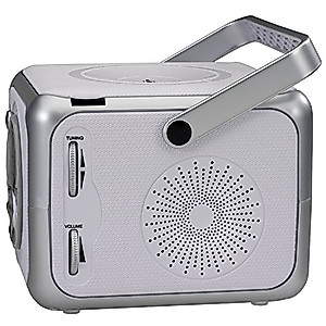 Jensen FM Stereo CD555 Bluetooth Boombox, Silver, 7.00 x 9.75 x 6.00 inches