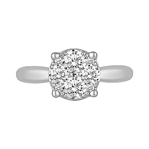 Fifth and Fine 1/2Cttw to 1.00Cttw Natural Diamond Cluster Solitaire Ring Set in Sterling Silver (8, 1.00)