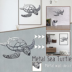 Metal sea Turtle, Metal Wall Art, Metal Wall Decor, Metal Turtle, Metal sea Life, Turtle Decor, Ocean Decor, Beach Decor, Art, Unique Room Decor for Boys Girls Women (Silver)