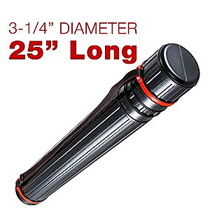 US Art Supply Black Telescoping Drafting Tube - Outside Diameter: 3-1/4", Inside Diameter: 2-7/8" inch, Length: 25 to 42-1/2 inches