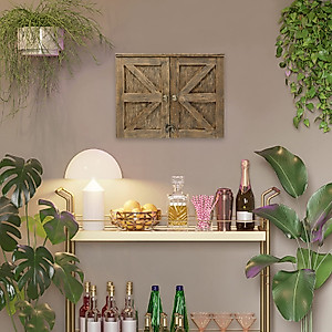 Excello Global Products Barndoor Bartender Cabinet with 10 Piece Bar Tool Set: The Perfect Kit for Home Bartenders (Rustic Brown)