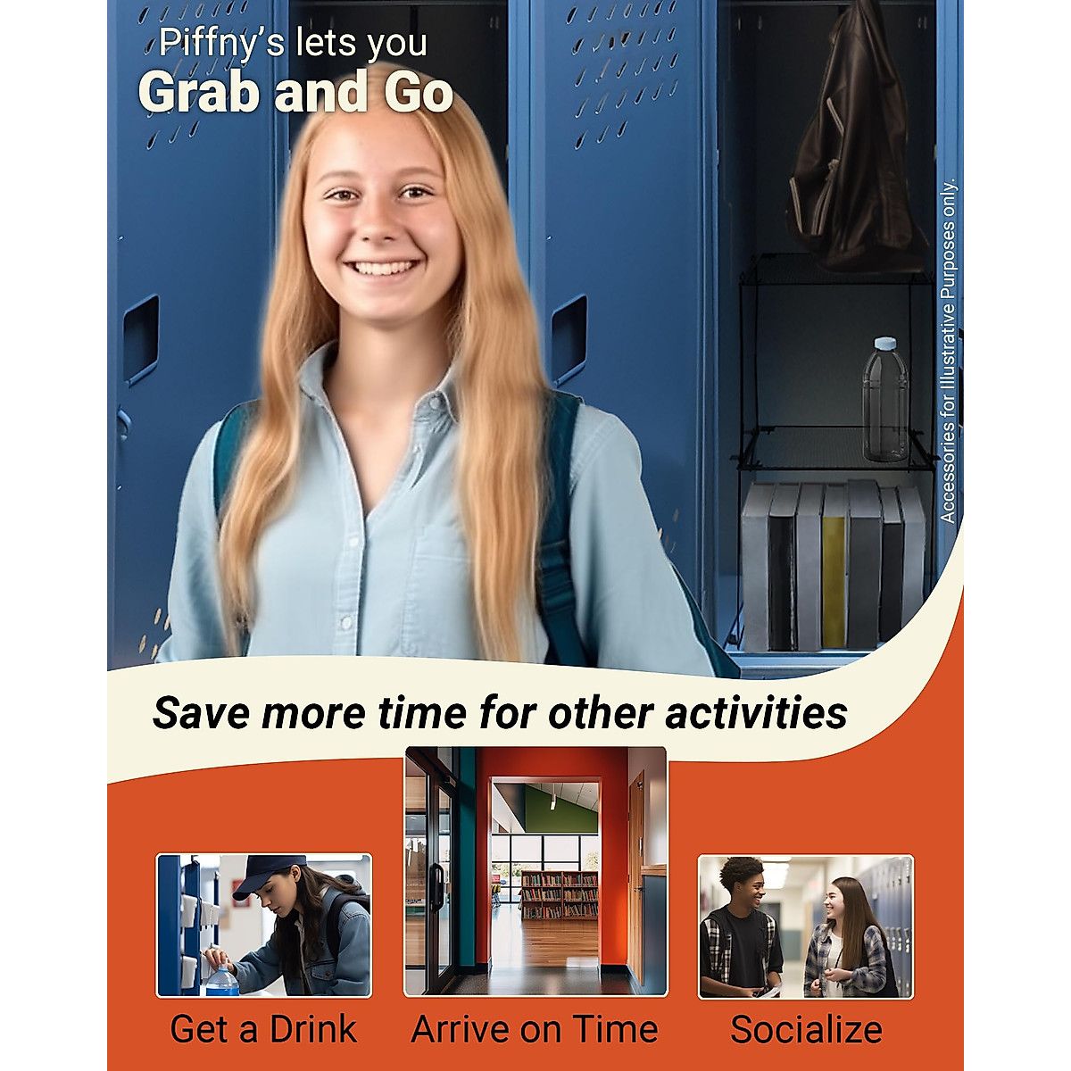 Piffny Versatile Metal Mesh Organizer Shelf, Stackable, for Standard Size School Lockers, Also for Gym and Work Lockers, or Even Kitchen Cabinets & Under Sink Organization