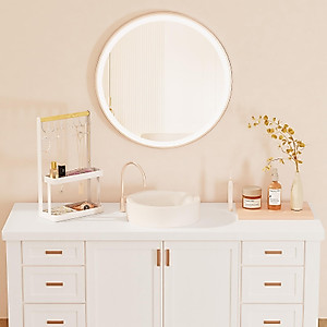 Lolalet Jewelry Organizer Stand Holder Mother's Day Gift, 4-Tier Cute Necklace Holder Stand Rack with 12 Hooks Place Rings Necklaces for Teen Girl Room Decor -White