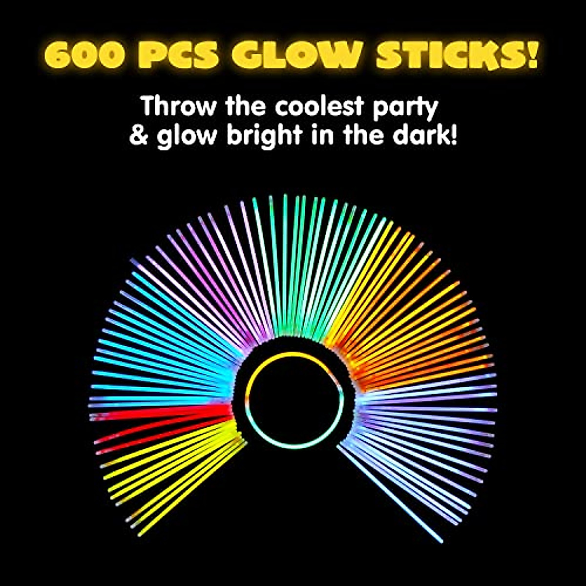 JOYIN 100 Pcs Glow Sticks Bulk 8" Glowsticks, Glow Stick Bracelets Necklaces, Glow in the Dark Party Favors, Easter, Christmas, Halloween Party Supplies Pack, Football Party Supplies