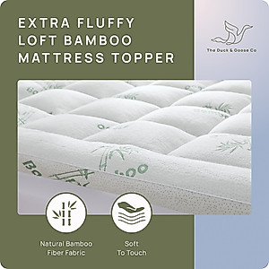 Cooling Mattress Topper - Queen Size | Plush Pad Mattress Topper for Back Pain Relief, 8-21" Deep Pocket | Viscose Made from Bamboo Pillow Top | Bedroom Essentials