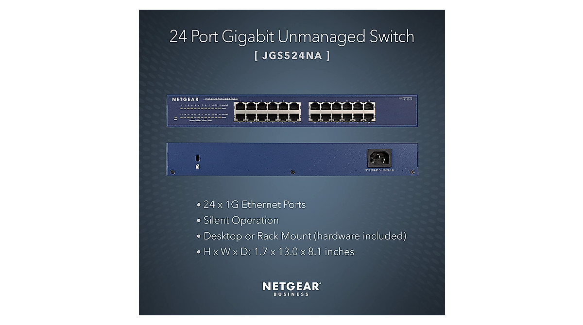 NETGEAR JGS524: 24-Port Gigabit Unmanaged Switch | Lifetime Warranty