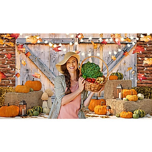 YYNXSY Fall Thanksgiving Backdrop Autumn Pumpkin Harvest Barn Background Hay Maple Leaves Baby Shower Banner Supplies Photo Booth Prop 10X8FT YY-2515