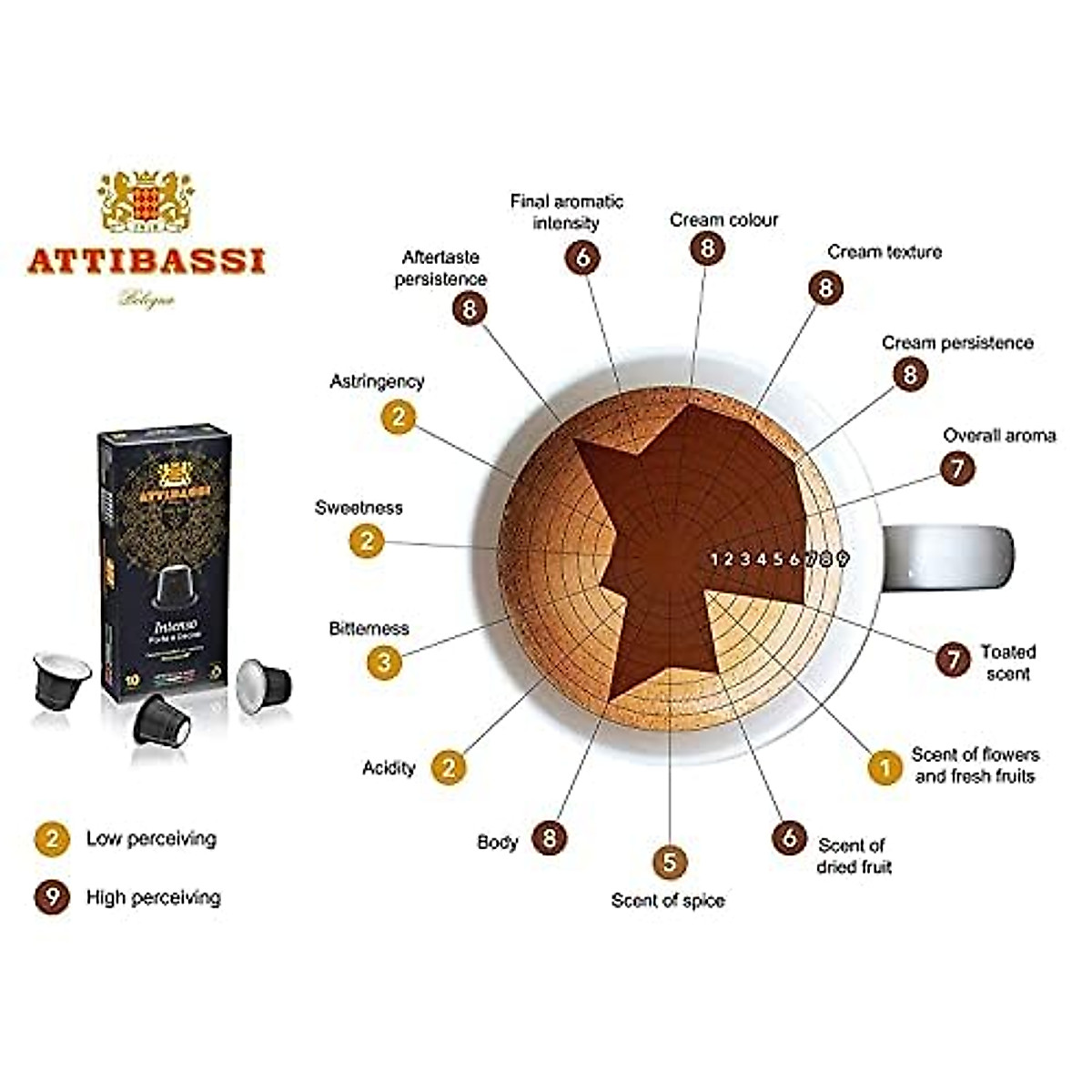 Attibassi Italian Espresso Coffee Capsules Compatible with Nespresso Original Machines, Intenso, 100 Pods