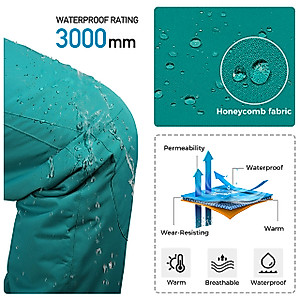 wantdo Women's Waterproof Ski Pants Winter Warm Snowboard Pants Outdoor Snow Pants Blue Large