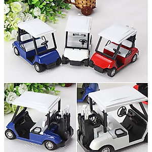 6 Pack: Diecast Golf Carts Toy with Clubs, Alloy Metal Mini Model 1:20 Scale Golfcart Pullback Vehicles for Golfing Themed Office Desk Decor, Bulk Birthday Party Cake Decorations (4.75 Inches)