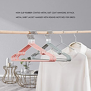 JINGXINMY Clothes Hangers 20 Pack,Non-Slip Rubber Coated MetalShirt Blouse Hanger, for Coat, Suit, Bridesmaid Wedding, Metal Slim Wire Hanger (Heavy Duty Black, 20)