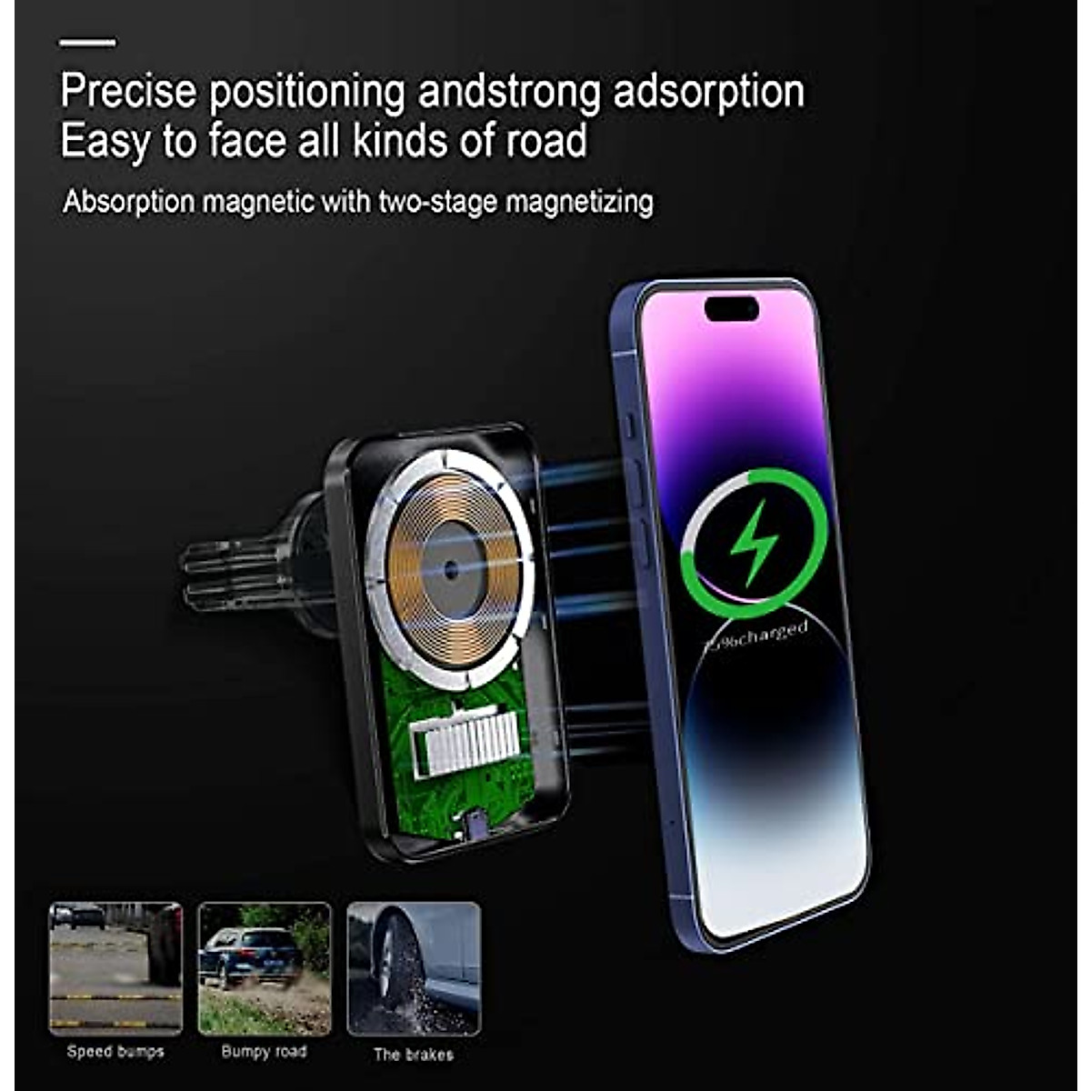 HATALKIN Magnetic Wireless Car Charger Vent Mount for Mag-Safe Mag Safe Case iPhone 14(Plus/Pro Max)/13 12(Pro/Pro Max/Mini) Magnet Phone Holder Stand 15W Wireless Charging Car Mount Air Vent Charger