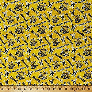Quality Fabric Cotton Wichita State Shockers Yellow Tone on Tone Fabric