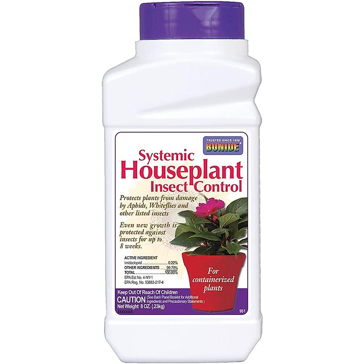 Bonide (BND951 - Systemic House Plant Insect Control, 0.22% Imidacloprid Insecticide (8 oz.), White (4)