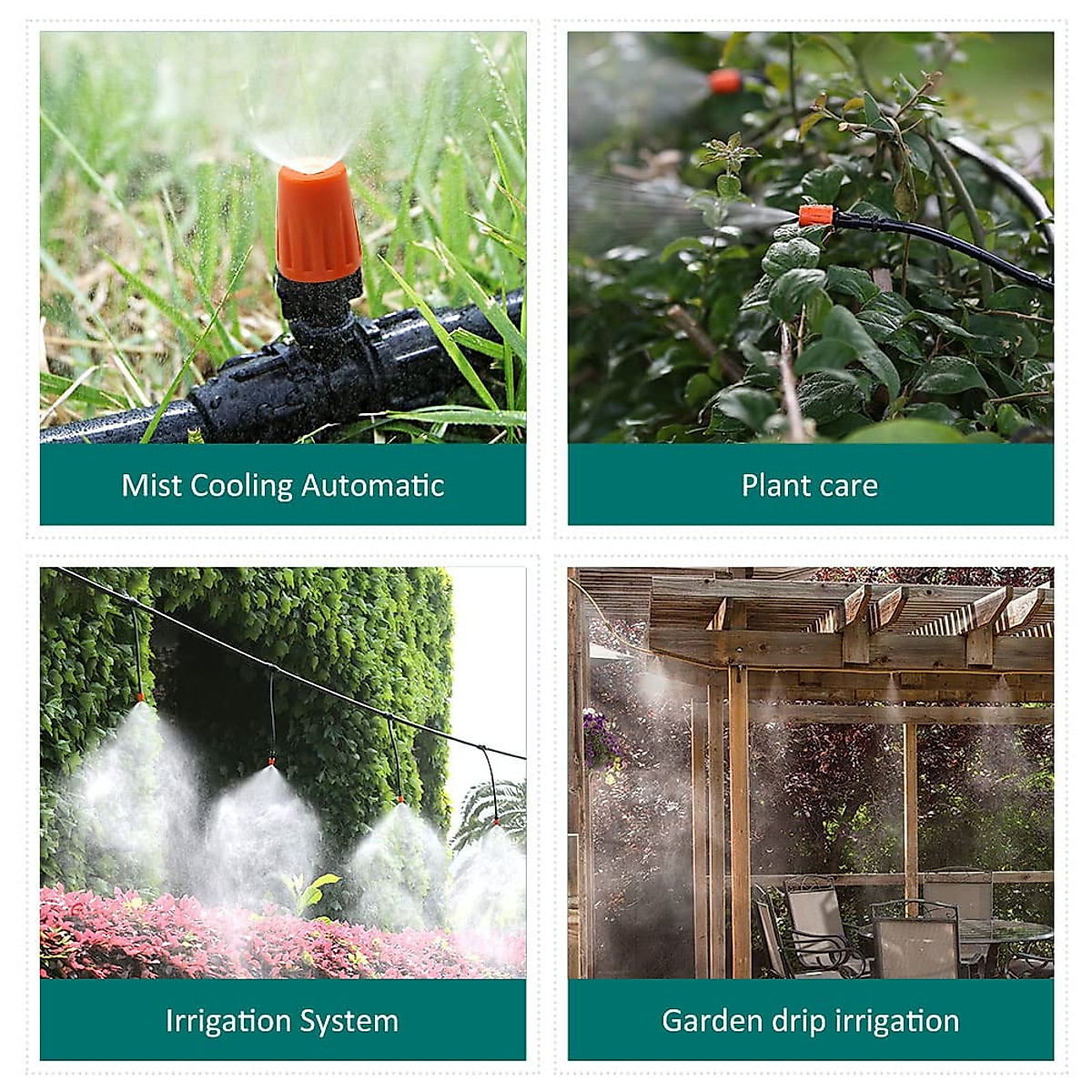 Mist Cooling Automatic Irrigation System, 2023 New Drip Irrigation Kit Cooling Irrigation System, Garden Plant Watering Sprinkler System with Distribution Tubing Hose Adjustable Nozzles (32.8FT/10M)