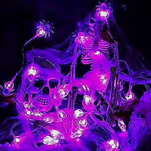 Halloween Spider Lights 30 LEDs Spider String Lights 9.8 Feet Battery Operated Purple Halloween String Lights 2 Modes Spooky Wall Decoration Lights for Halloween Window Porch Outdoor Indoor Decor
