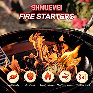 Shwuevei 65 pcs Fire Starter - Natural Fire Starters for Fireplace, Pellet Stove & Wood, Fire Pit, Smoker, BBQ, Chimney, Pizza Oven - Fire Starters for Grill, Charcoal Starter