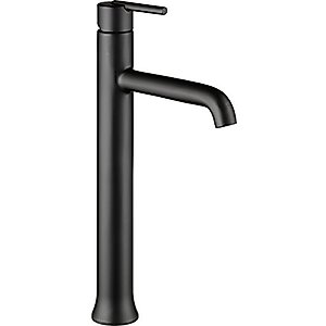 Delta Faucet Trinsic Vessel Sink Faucet, Matte Black Bathroom Faucet, Single Hole Bathroom Faucet, Diamond Seal Technology, Matte Black 759-BL-DST