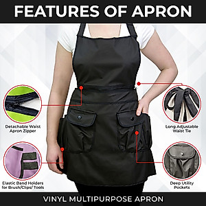 CHARLENE Courtney Convertible Zip Apron #9044 (Black)