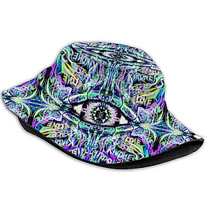 Kicoyuaz Fashion Trippy Bucket Hat Psychedelic Summer Unisex Print Bucket Hat