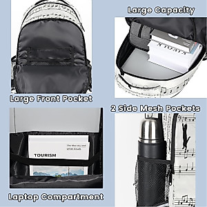 YoCosy Cute Black Cat Animal Music Note Backpack School Bookbag Laptop Purse Casual Daypack for Teen Girls Women Boys Men College Travel