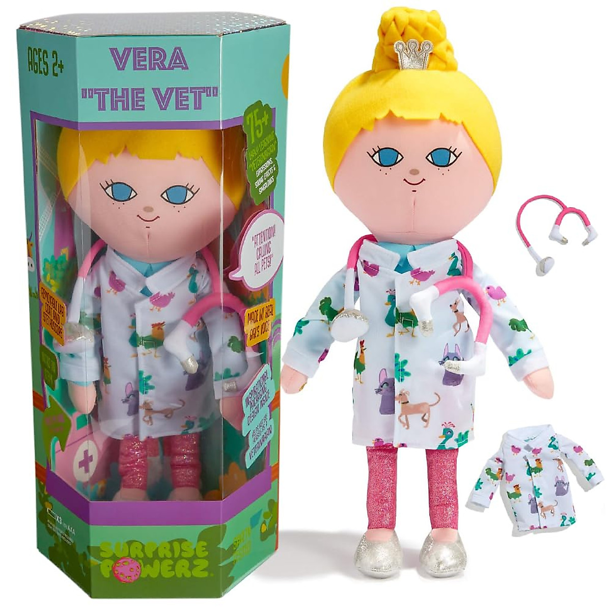 Surprise Powerz Learning Plush Doll Bundle for Girls - 16" Maria The Mathemagician, Vera The Vet, Codie The Coder, and Astro The Astronaut