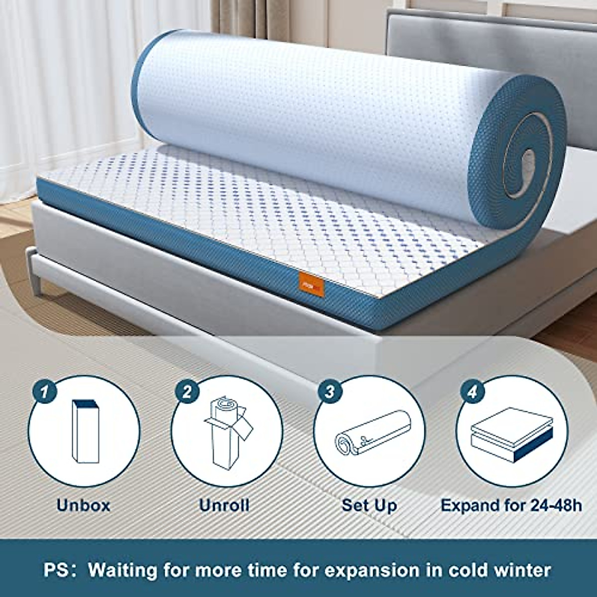 Maxzzz Full Size 4 Inch Gel Memory Foam Mattress Topper Pressure-Relieving Layers Bed Topper with Removable Soft Cover,Certipur-Us & Oeko-Tex Certified