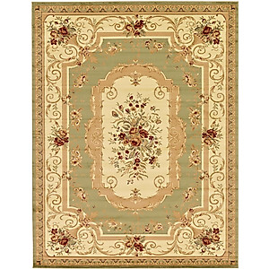 Unique Loom Versailles Collection Traditional Classic Floral Motif Area Rug (10' 0 x 13' 0 Rectangular, Green/ Ivory)