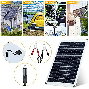 Solar Panel, Lixada 60W Portable Flexible Solar Panel Kit Set, IP65 Waterproof with DC Alligatoe Clip & 1 * Car Charger Port Solar Cell Solar Panel for Home, Outdoor Camping, Travel