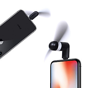 Cellet Mini Portable USB Fan Compatible with Apple iPhone 14 Pro Max Plus 13 Pro Max mini 12 Pro Max mini 11 Max XS Max Xr X 8 7 6 5 and All Other Lighting Port - Black