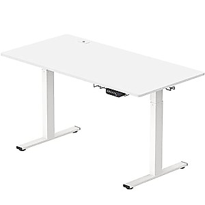 SHW 55-Inch Large Electric Height Adjustable Standing Desk, 55 x 28 Inches, White