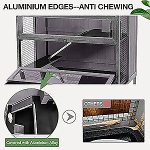 MEDEHOO Guinea Pig Cage, Moveable Metal Frame Hamster Cage Anti-Chewing with Aluminium Alloy Edge, Hideouts, Ramps, Seesaws Chewing Toy, Deeper Pull-Out Leakproof Tray for Indoor Outdoor