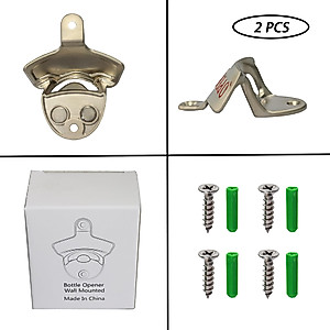 Luwanburg Stainless Wall Mounted Magnetic Beer Bottle Opener- Silver Magnetic Bottle Cap Opener Mountable (Pack of 2)