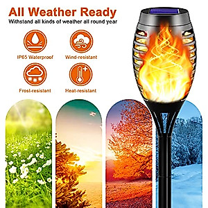LazyBuddy Solar Torch Lights with Flickering Flame, Mini 12LED Fire Effect Solar Torches Outdoor Waterproof, Solar Powered Christmas Landscape Decorative Light for Garden Pathway Lawn Yard (2 Pack)