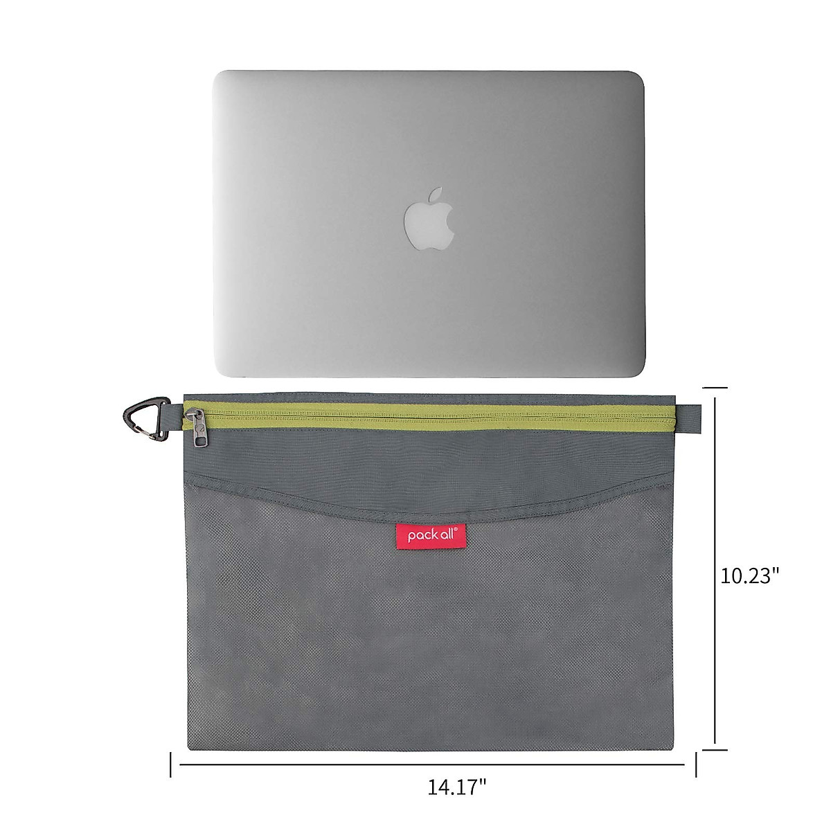 pack all Water-resistant Material Zipper Pouch, Mesh Zipper Bags for Storage, Travel, Office (Gray, Large)