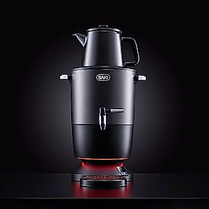 SAKI Chaiovar Electric Samovar - 4L Stainless Steel Electric Tea Maker, Temperature Display, Large Ceramic Teapot, Boil Dry & Auto Shut Off, Best for Persian, Russian, and Turkish Tea - Space Grey