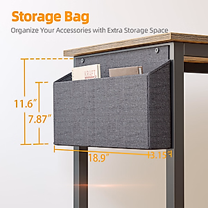 TIQLAB Small Computer Desk with Power Outlets, 40 Inch L Shaped Desk with Reversible Shelves, Gaming Desk Corner Desk Study Writing Desk for Home Office Bedroom Small Space, Rustic Brown