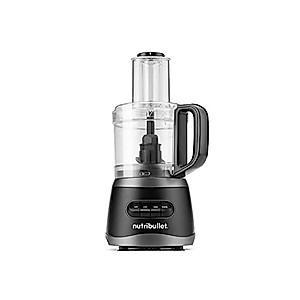 nutribullet NBP50100 Food Processor 450-Watts with 7-Cup Capacity and Stainless Steel Slice, Shred, Chop and Dough Attachments, Black