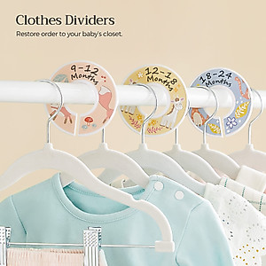 SONGMICS Baby Hangers, 30 Packs Pants Hangers with Clips, Kids Hangers with 6 Clothes Dividers, Non-Slip Children’s Clothes Hangers, Pants Hangers, White UCRF013W30