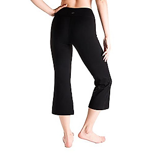 Yogipace Women's 20"/22"/24" Bootcut Cropped Flare Yoga Pants Capri Length Slim Fit Pants Lounge Crop Pant, YCW1402, 22", Black, Size XL