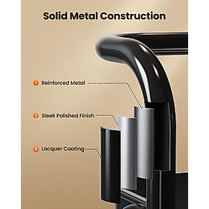 Pipishell 3 Tier Mesh Utility Cart, Rolling Metal Organization Cart with Handle and Lockable Wheels, Multifunctional Storage Shelves for Kitchen Living Room Office Black