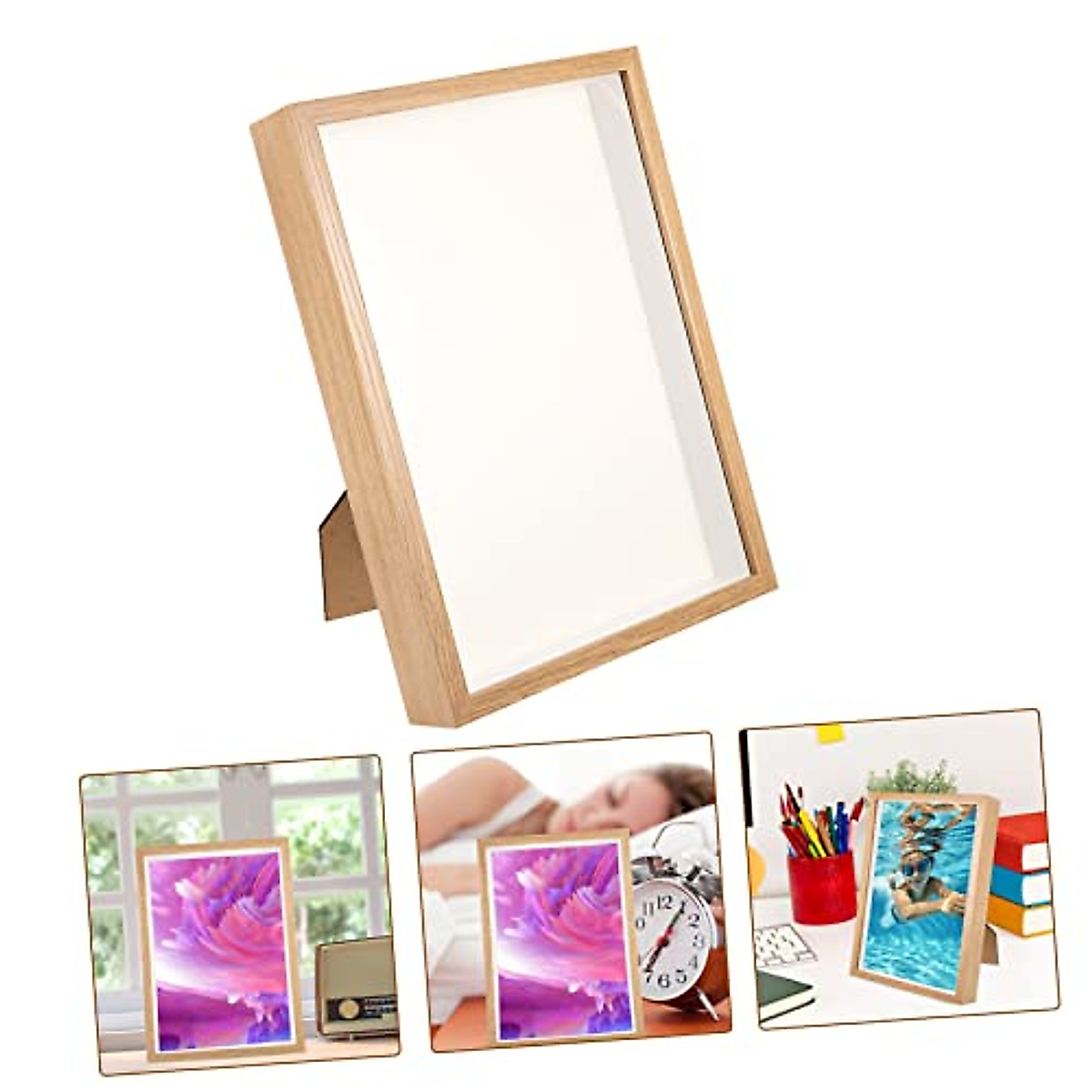 ifundom dried plant frame wood picture frame dried flower floating frame wall picture frame wooden frames wooden decor Photo Display Holder 3D floating frame hollow Glass artwork a4