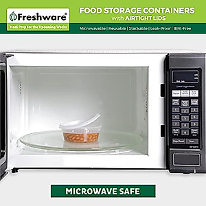 Freshware Food Storage Containers [50 Set] 8 oz Plastic Deli Containers with Lids, Slime, Soup, Meal Prep Containers | BPA Free | Stackable | Leakproof | Microwave/Dishwasher/Freezer Safe