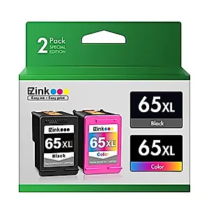 E-Z Ink (TM) Remanufactured 65XL High-Yield Ink Cartridge Replacement for HP 65 XL to use with Envy 5055 5052 5058 DeskJet 2622 2624 2652 2655 3752 3755 Printer (Black and Tri-Color, 2 Pack )