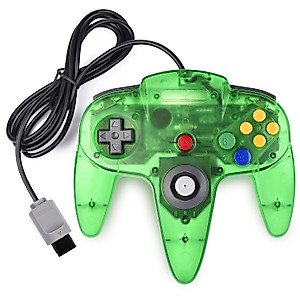 miadore 2 Pack Classic N64 Controllers (Jungle Green/Blue) Bundle with 2 Pack 6FT N64 Controller Extension Cable
