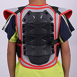 ZZ Lighting Kids Chest Spine Protector Body Armor Vest Protective Gear for Motocross Dirt Bike Skiing Snowboarding, Red S