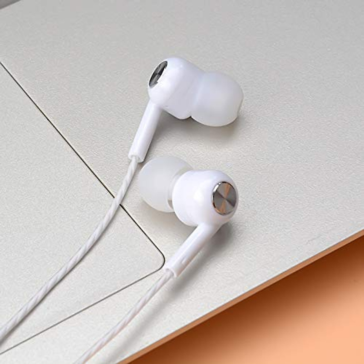 Heave Wired Headphones with 3.5mm Jack Microphone Powerful Bass in-Ear Headphones Noise Islating Earbuds for for Music,Gaming,Sports White