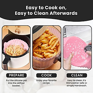 Mava Goods silicone air fryer basket liners, Reusable Air Fryer Silicone liners, pink airfryer silicone Basket Inserts for 3QT-5QT,Reusable Baking Tray Oven Accessories, 2 pack pink