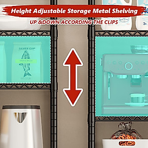 REIBII 72''W Wire Shelving Loads 2100LBS,5 Tier Metal Shelving with Adjustable Storage Shelves 36''W Garage Shelving Heavy Duty with Wheels Metal Shelves for Storage Rack 2PC,76''HX36''WX16''D